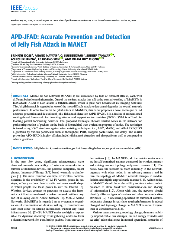 (PDF) APD-JFAD: Accurate Prevention and Detection of Jelly Fish Attack in MANET