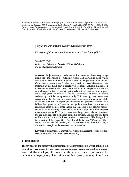 (PDF) 3 Scales of Repurposed Disposability – Diversion of Construction ...