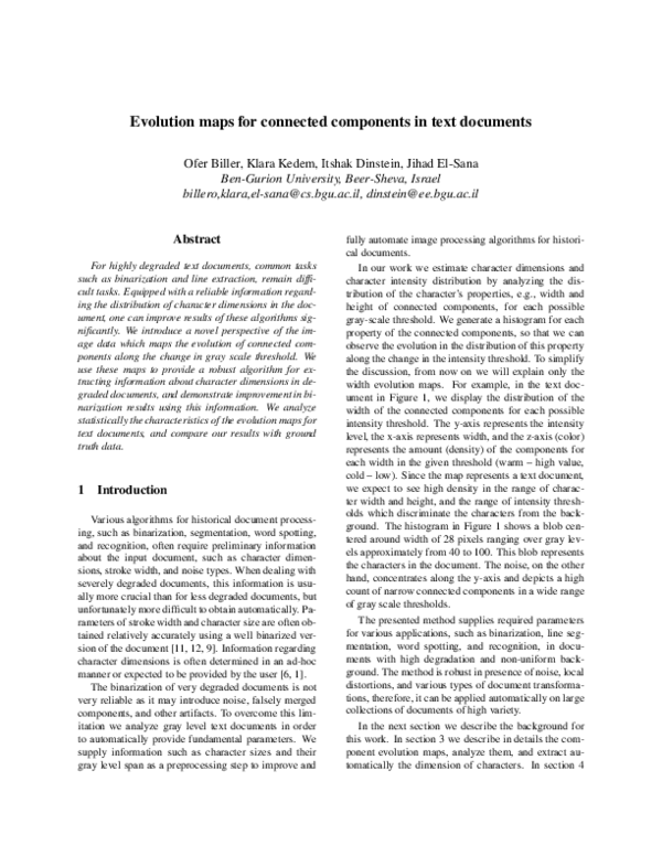 (PDF) Evolution Maps for Connected Components in Text Documents