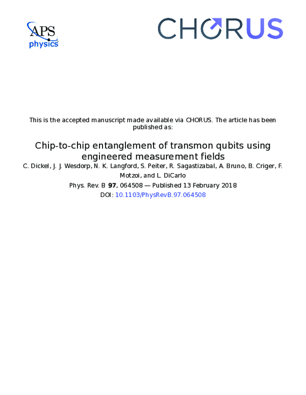 (PDF) Chip-to-chip entanglement of transmon qubits using engineered measurement fields | Ramiro ...