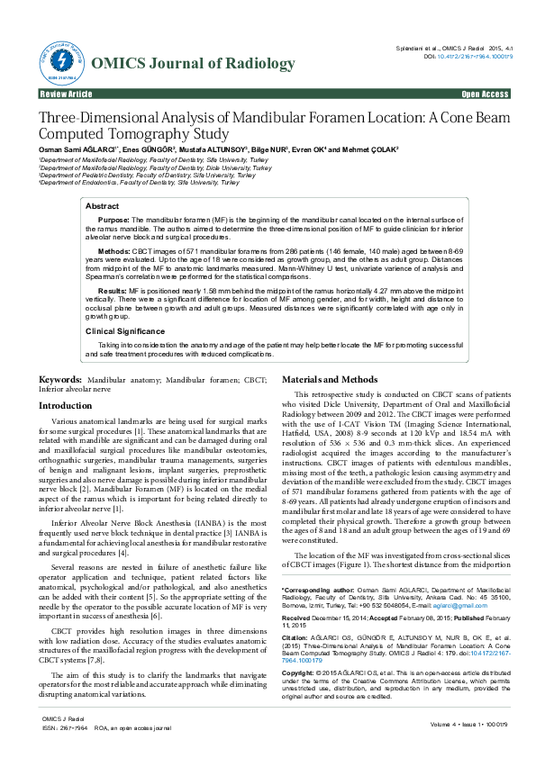 (PDF) Three-Dimensional Analysis of Mandibular Foramen Location: A Cone Beam Computed Tomography ...