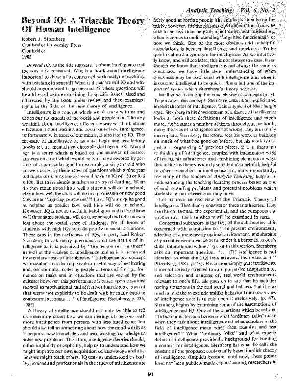 (PDF) Beyond IQ: A Triarchic Theory Of Human Intelligence | Richard Morehouse - Academia.edu