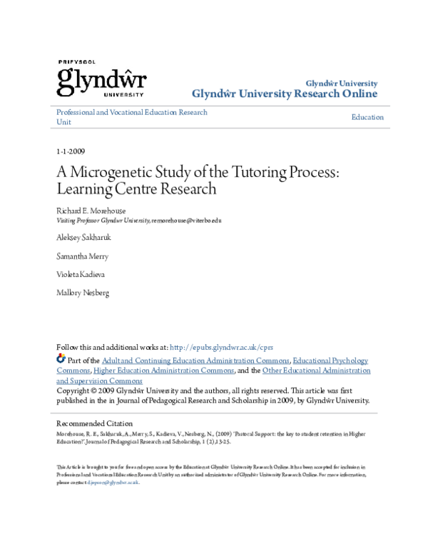 (PDF) Microgenetic Study of the Tutoring Process: Learning Center ...