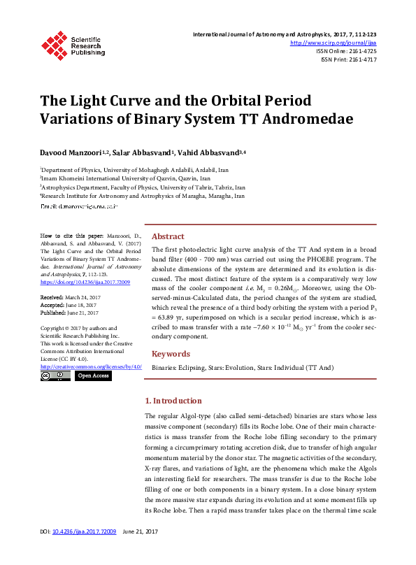 (PDF) The Light Curve and the Orbital Period Variations of Binary ...