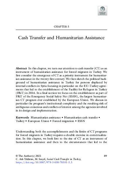 (PDF) Cash Transfer and Humanitarian Assistance