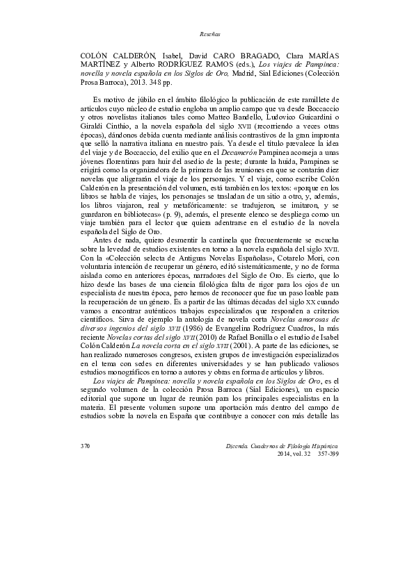 (PDF) Los viajes de Pampinea: novella" y novela española en los Siglos ...