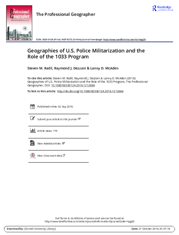 (PDF) Geographies of U.S. Police Militarization and the Role of the ...
