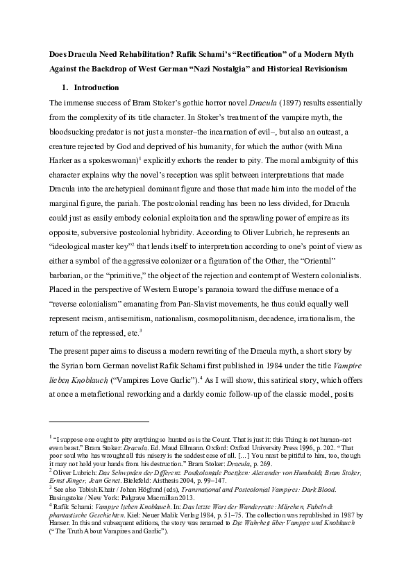 (PDF) Does Dracula Need Rehabilitation? Rafik Schami's "Rectification ...