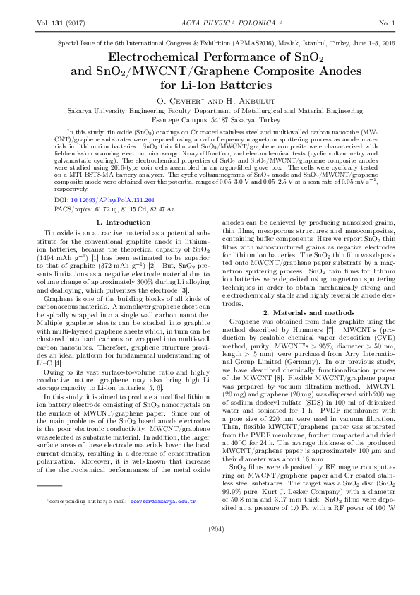 (PDF) SnO2 and Composite Anodes for Li-Ion Batteries