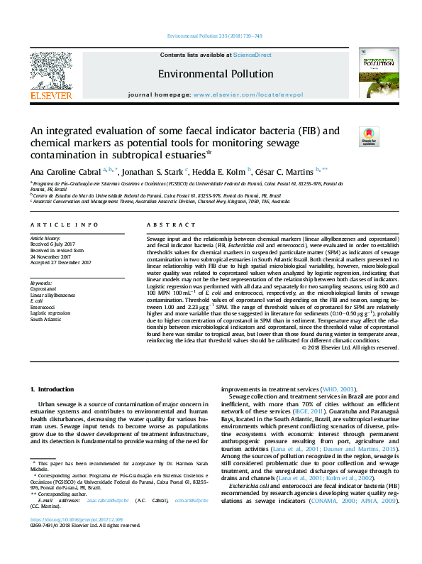 Pdf An Integrated Evaluation Of Some Faecal Indicator Bacteria Fib