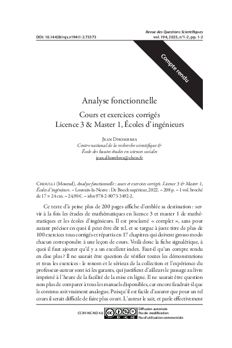(PDF) Analyse fonctionnelle Cours et exercices corrigés Licence 3 ...