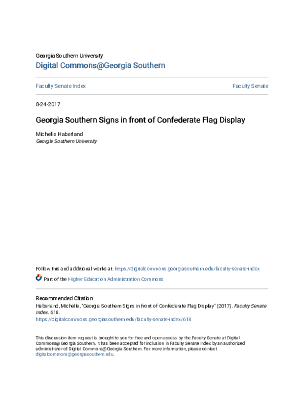 (PDF) Georgia Southern Signs in front of Confederate Flag Display