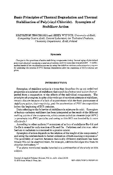 (PDF) Basic principles of thermal degradation and thermal stabilization ...