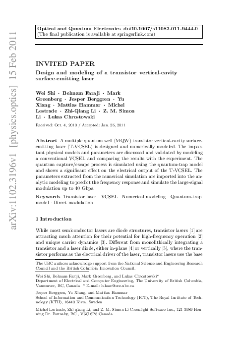 (PDF) Invited Paper: Design and modeling of a transistor vertical ...