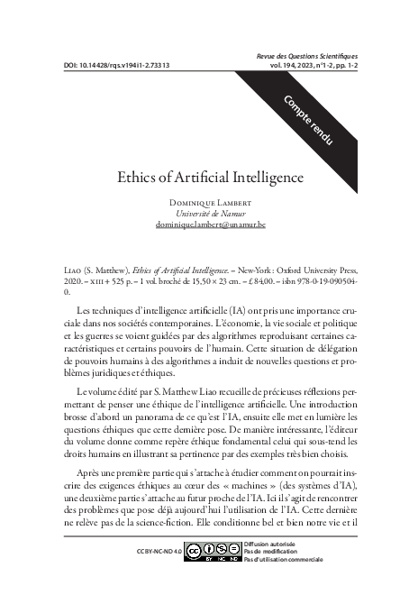 (PDF) Ethics of Artificial Intelligence