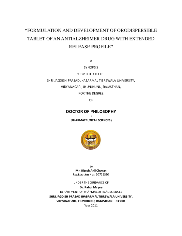 (PDF) Formulation and development of orodispersible tablet of an ...