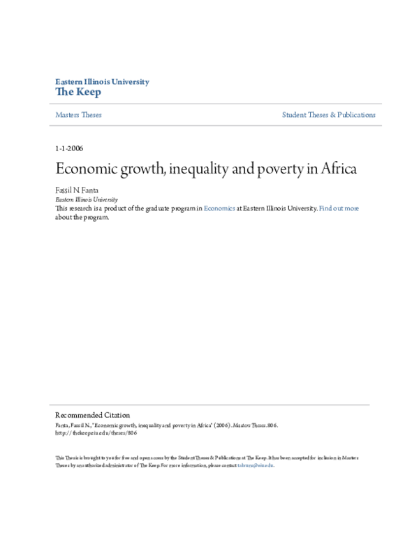 (PDF) Economic growth, inequality and poverty in Africa | Fassil Fanta - Academia.edu