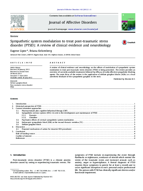 (PDF) Sympathetic system modulation to treat post-traumatic stress ...