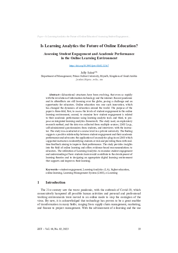 (PDF) Is Learning Analytics the Future of Online Education?