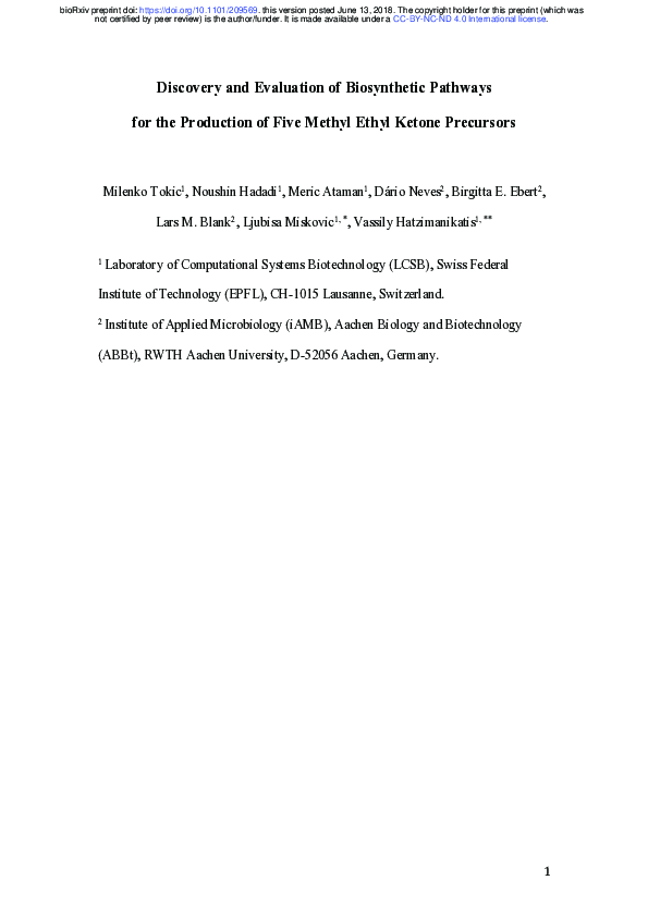 (PDF) Discovery and Evaluation of Biosynthetic Pathways for the ...
