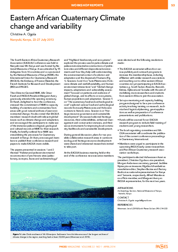 (PDF) Eastern African Quaternary Climate change and variability