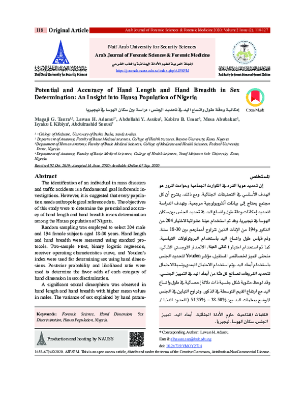 (PDF) Potential and Accuracy of Hand Length and Hand Breadth in Sex ...