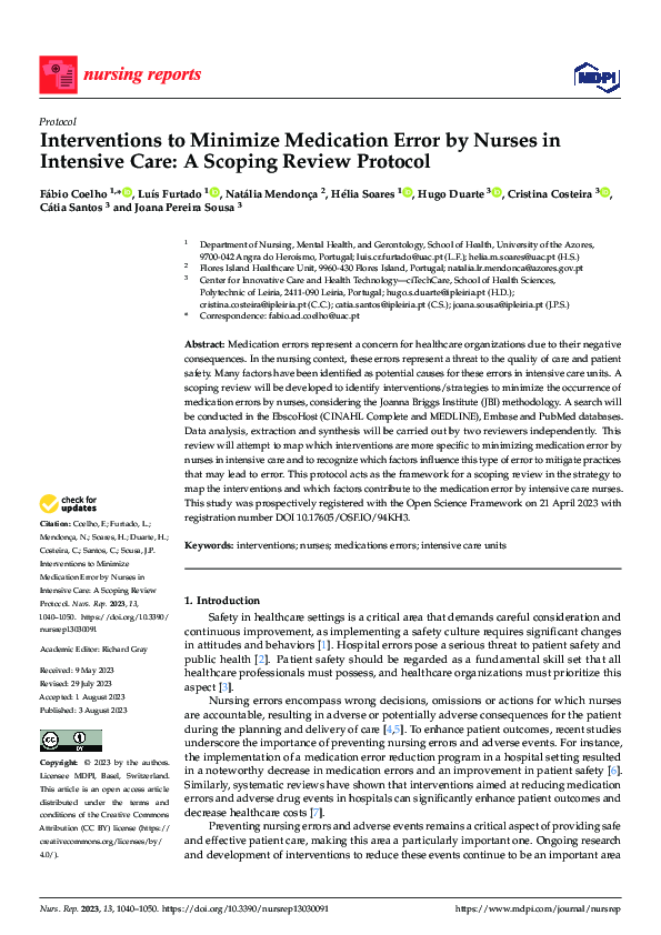 (PDF) Interventions to Minimize Medication Error by Nurses in Intensive Care: A Scoping Review ...