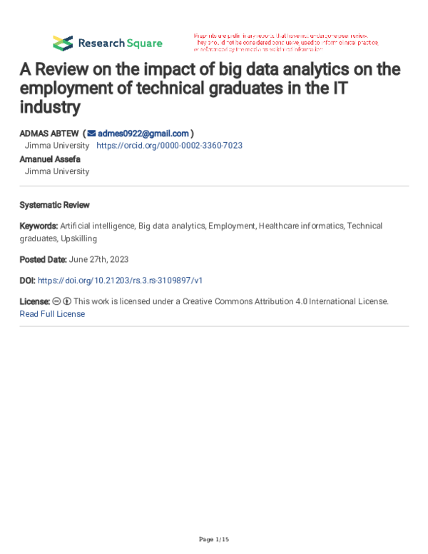 (PDF) A Review on the impact of big data analytics on the employment of ...