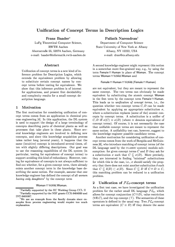 (PDF) Unification of Concept Terms in Description Logics: Revised Version