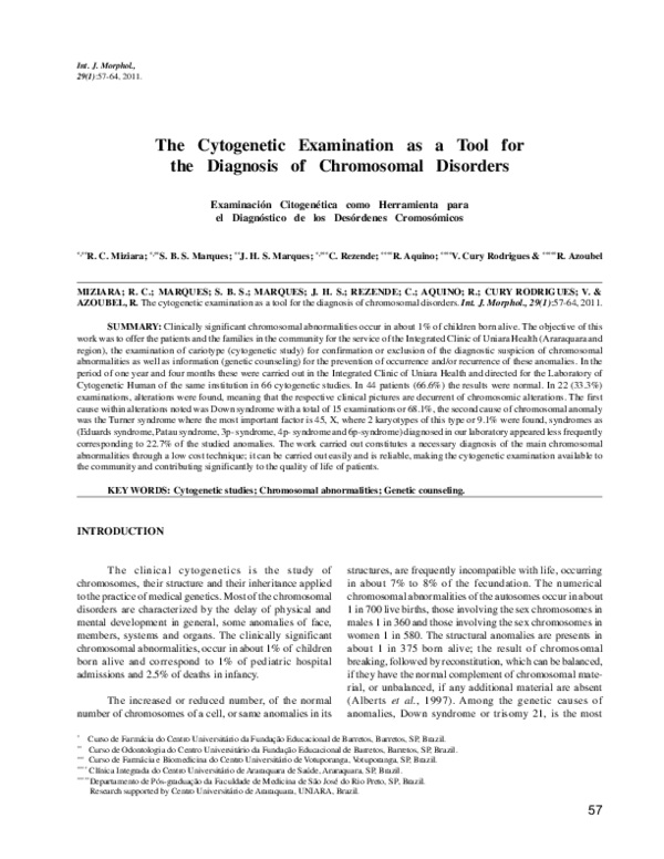 (PDF) The Cytogenetic Examination as a Tool for the Diagnosis of ...