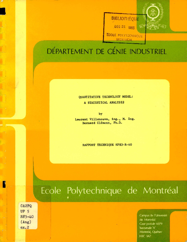 (PDF) Quantitative technology model : a statistical analysis