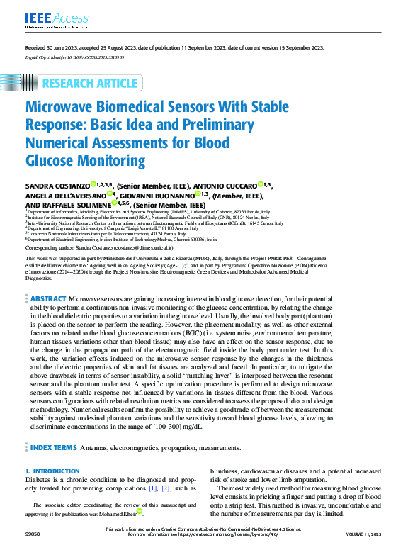 (PDF) Microwave Biomedical Sensors With Stable Response: Basic Idea and ...