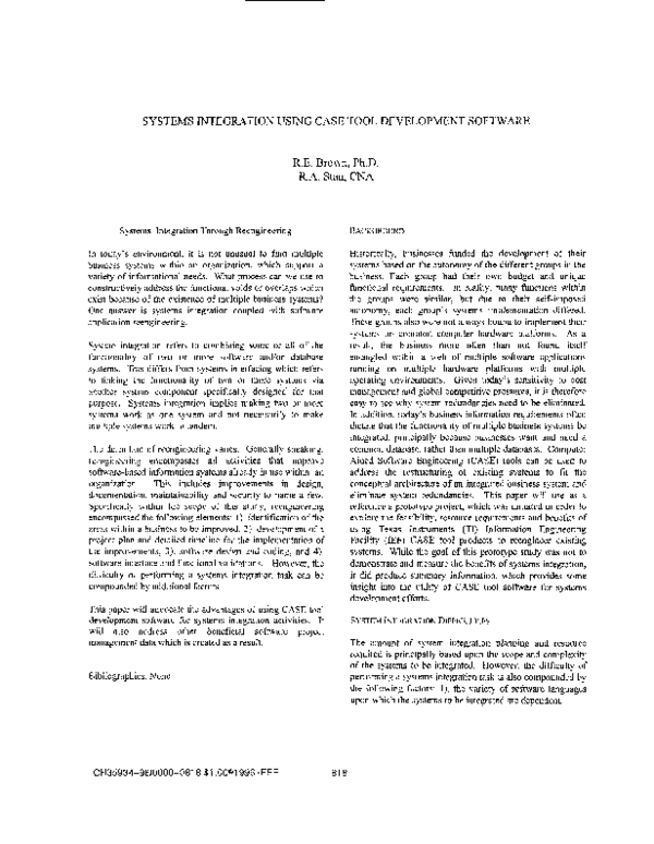 (PDF) Systems integration using CASE tool development software