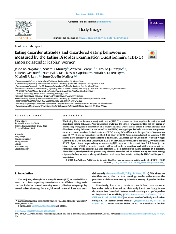 (PDF) Eating disorder attitudes and disordered eating behaviors as ...