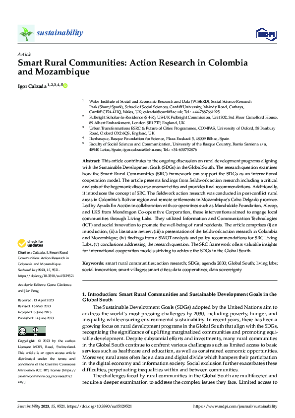 (PDF) Smart Rural Communities: Action Research in Colombia and Mozambique