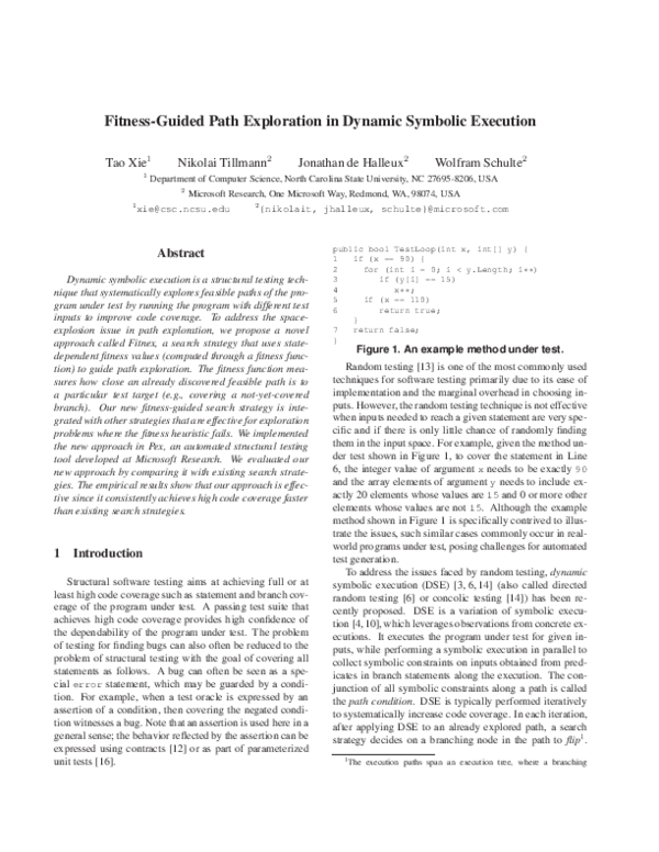 Pdf Fitness Guided Path Exploration In Dynamic Symbolic Execution