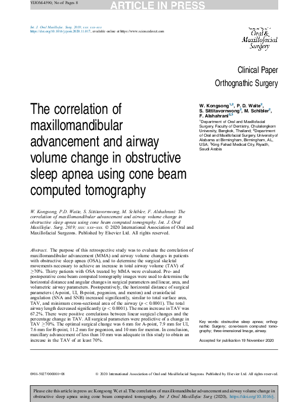 (PDF) The correlation of maxillomandibular advancement and airway ...