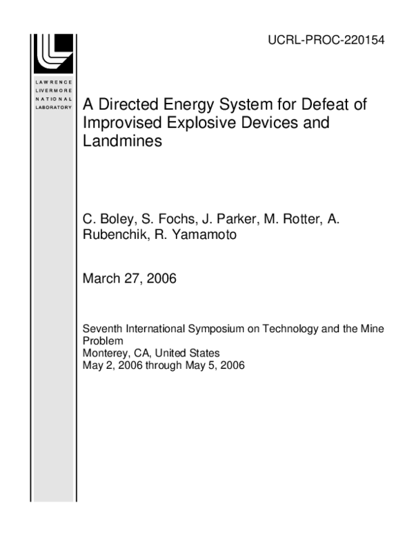 (PDF) A directed energy system for defeat of improvised explosive ...