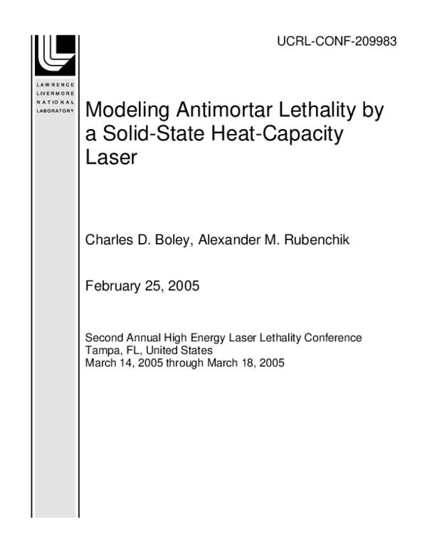 (PDF) Modeling Antimortar Lethality by a Solid-State Heat-Capacity Laser