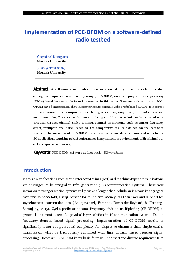 (PDF) PCC-OFDM on a software-defined radio testbed