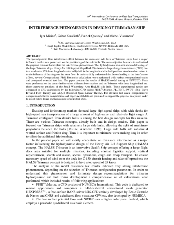 (PDF) Interference Phenomenon in Design of Trimaran Ship
