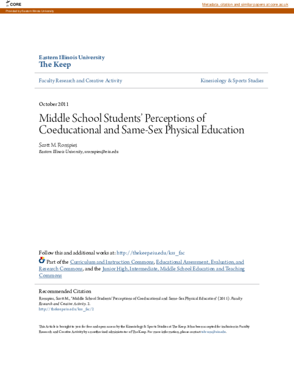 (PDF) Middle School Students’ Perceptions of Coeducational and Same-Sex Physical Education Classes