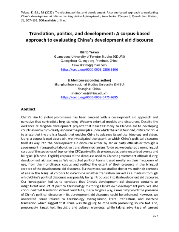 (PDF) Translation, politics, and development