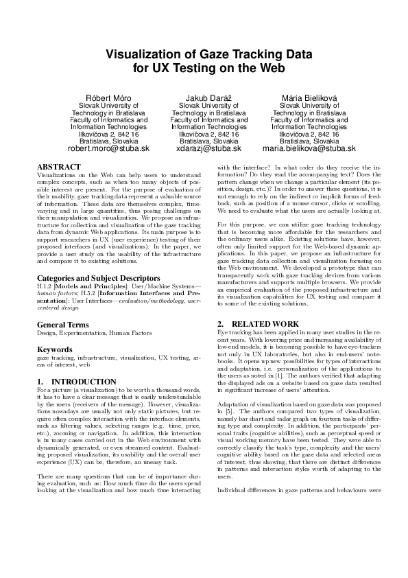 Pdf Visualization Of Gaze Tracking Data For Ux Testing On The Web