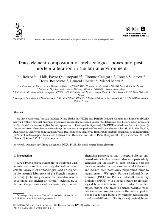 (PDF) Trace element composition of archaeological bones and post-mortem ...