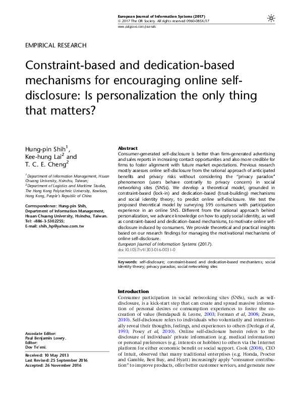 (PDF) Constraint-based and dedication-based mechanisms for encouraging ...