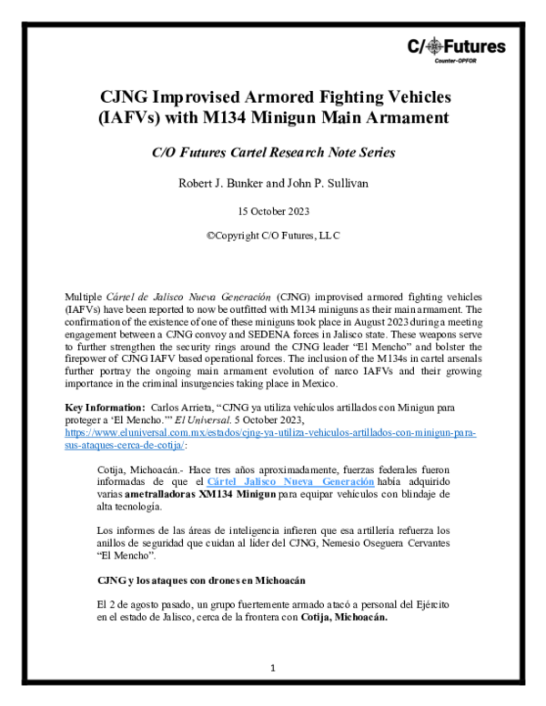 (PDF) CJNG Improvised Armored Fighting Vehicles (IAFVs) with M134 ...