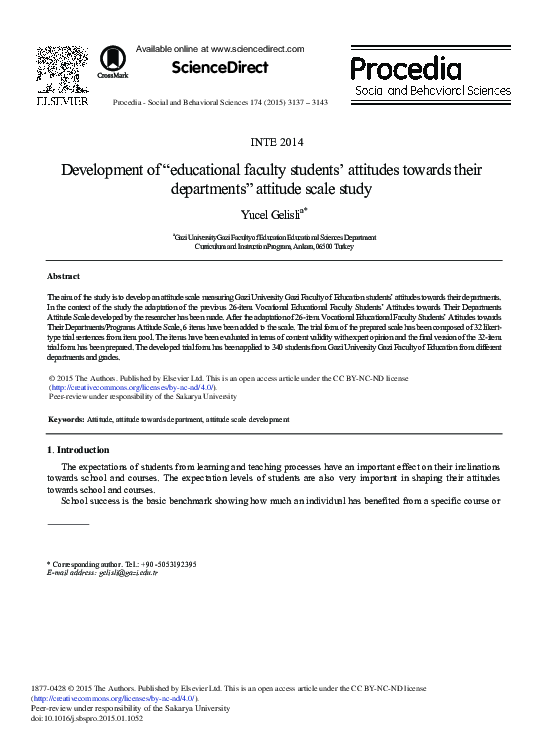 (PDF) Development of “Educational Faculty Students’ Attitudes towards their Departments ...