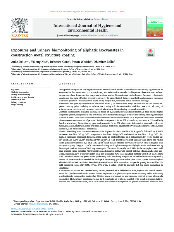 (PDF) Exposures and urinary biomonitoring of aliphatic isocyanates in ...