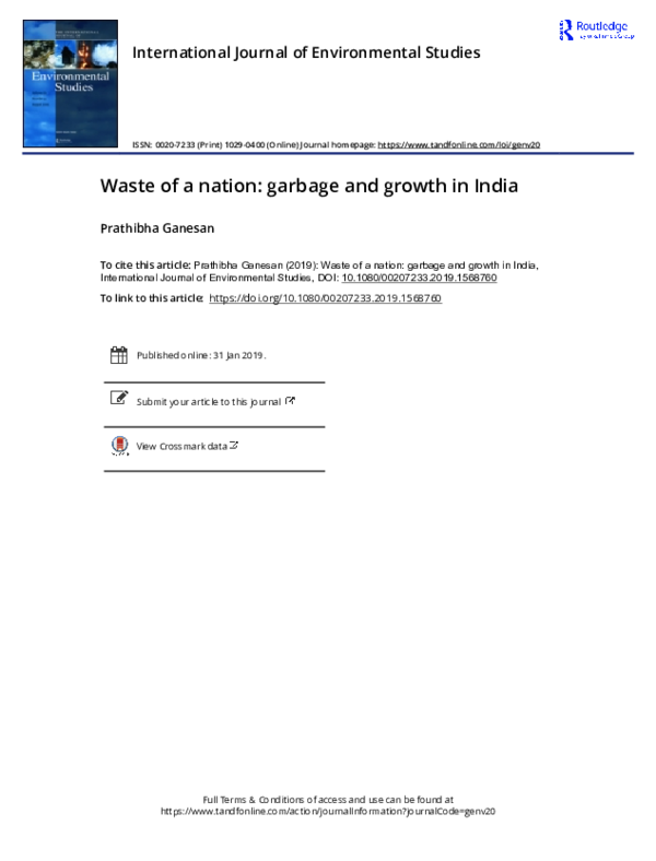 (PDF) Waste of a Nation: Garbage and Growth in India